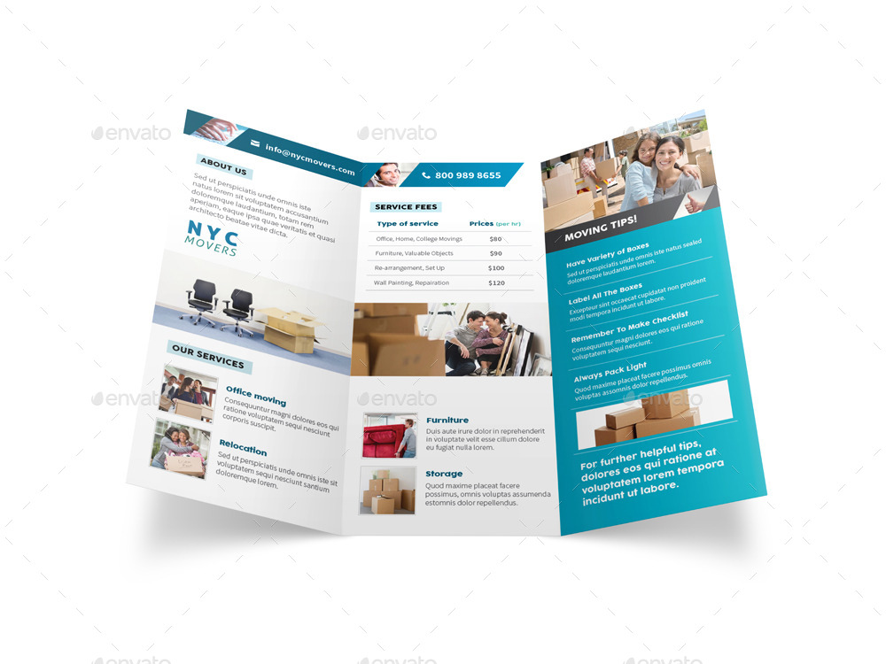 Moving Service Trifold Brochure, Print Templates | GraphicRiver