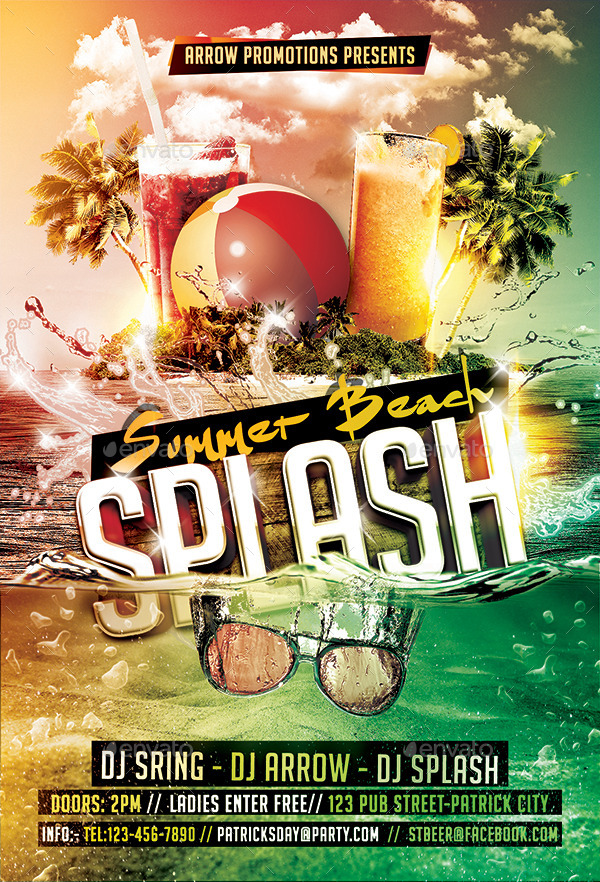 Summer Beach Splash Flyer Template, Print Templates | GraphicRiver