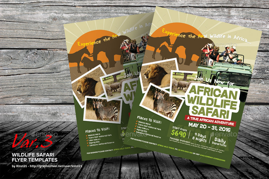 Wildlife Safari Flyer Templates by kinzi21 | GraphicRiver