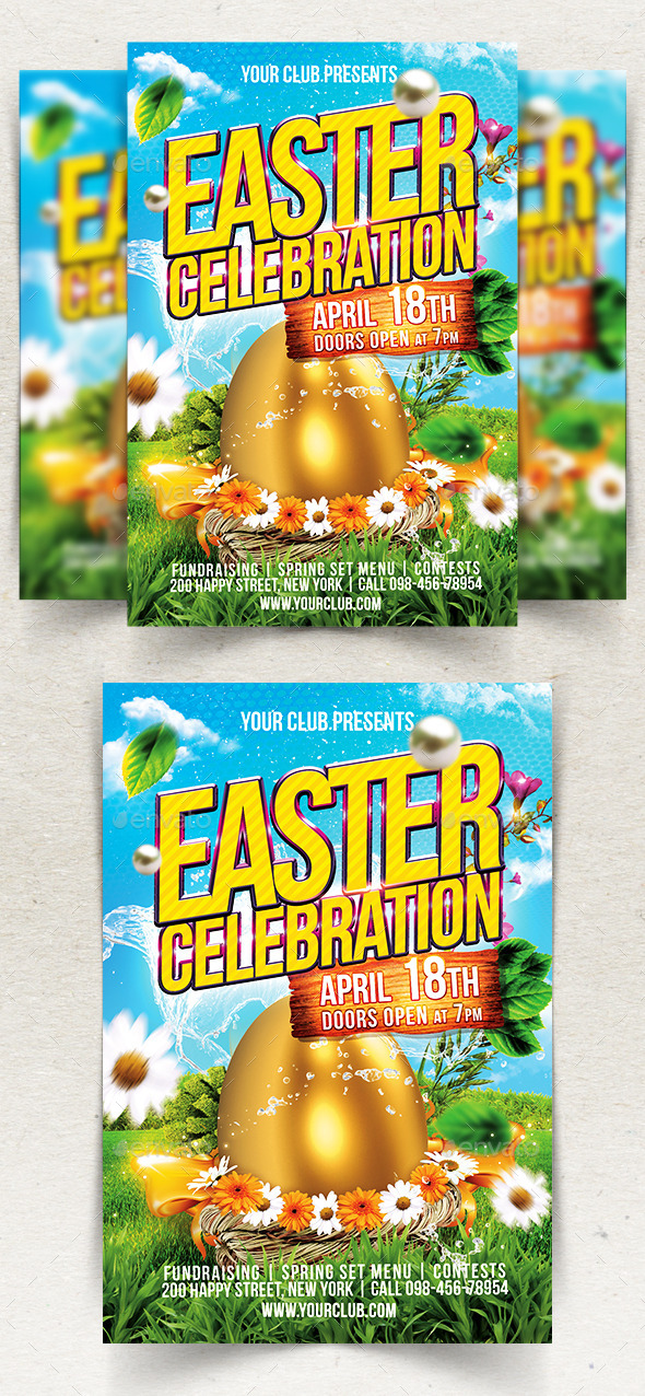 Happy Easter Flyer Template, Print Templates | GraphicRiver
