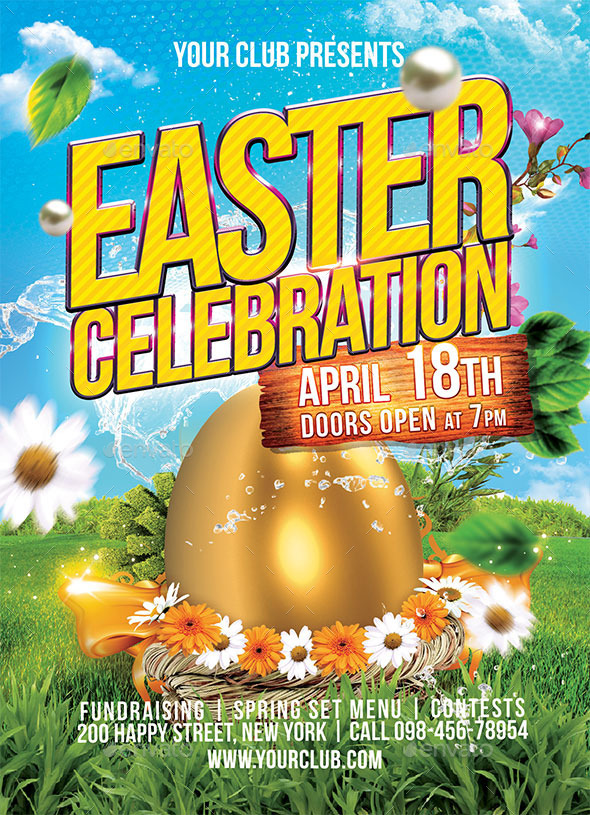 Happy Easter Flyer Template, Print Templates | GraphicRiver