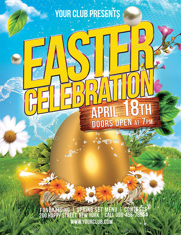 Happy Easter Flyer Template, Print Templates | GraphicRiver