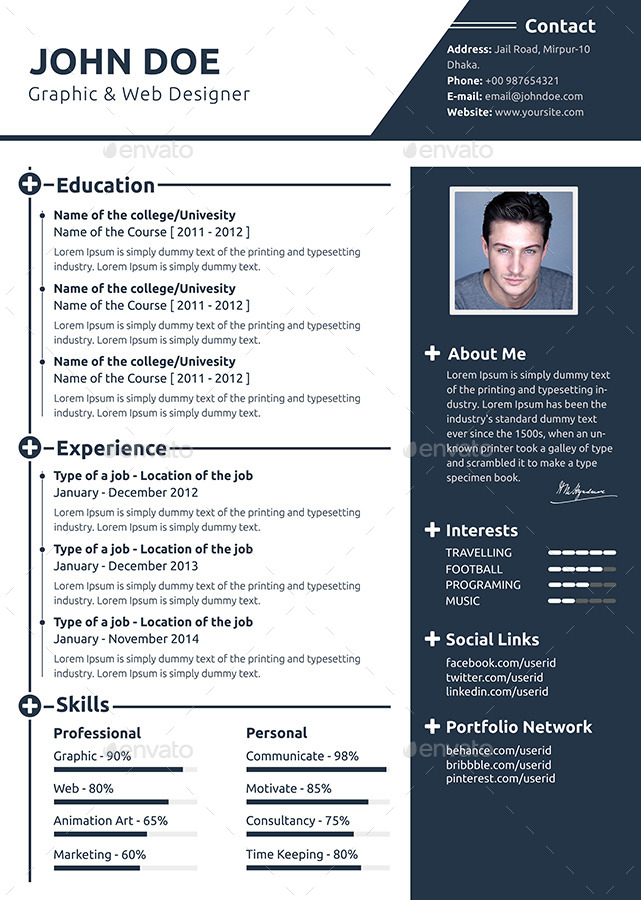 ED - PSD Resume Template, Print Templates | GraphicRiver