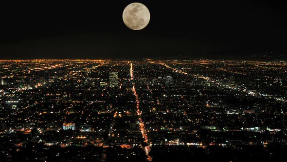 Moon Rising Over Los Angeles, Stock Footage | VideoHive