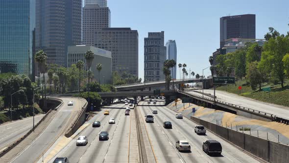 Traffic On Busy 10 Freeway In Downtown Los Angeles California 5, Stock ...