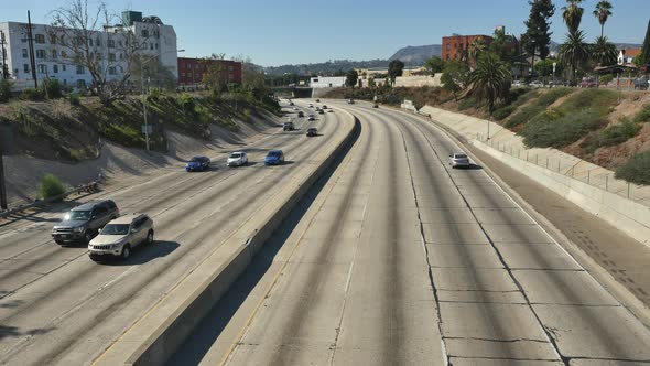 Traffic On Busy 10 Freeway In Downtown Los Angeles California 7, Stock ...