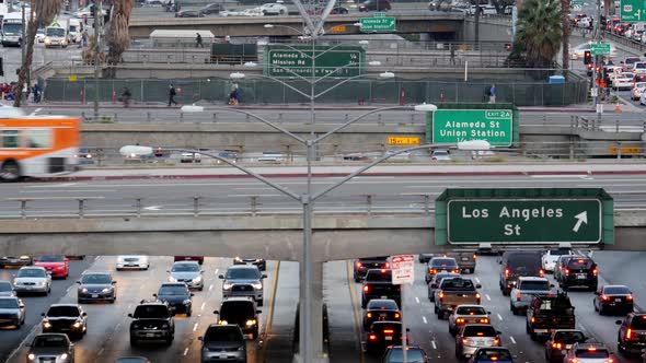 Traffic On Busy Freeway In Downtown Los Angeles California 12, Stock ...