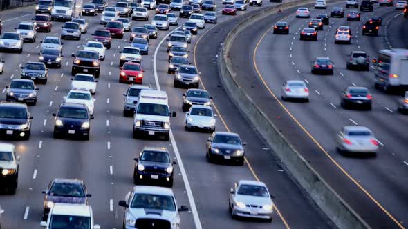 Rush Hour Traffic On Busy Los Angeles Freeway 4, Stock Footage | VideoHive