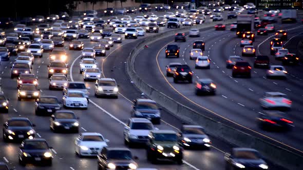 Rush Hour Traffic On Busy Los Angeles Freeway 6, Stock Footage | VideoHive