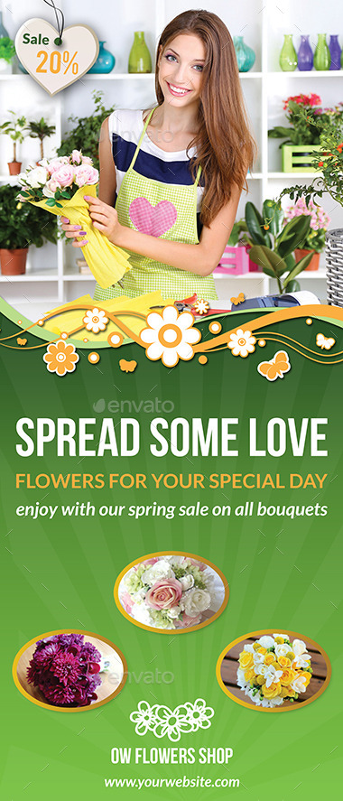 Flower Shop Signage Roll Up Template, Print Templates | GraphicRiver