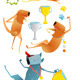 Winning Happy Dog Contest with Cups and Medals, Vectors | GraphicRiver