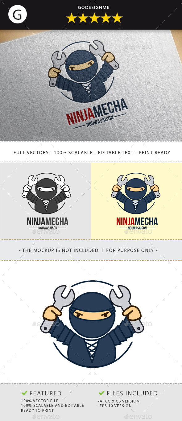 Ninja Mechanic, Logo Templates | GraphicRiver