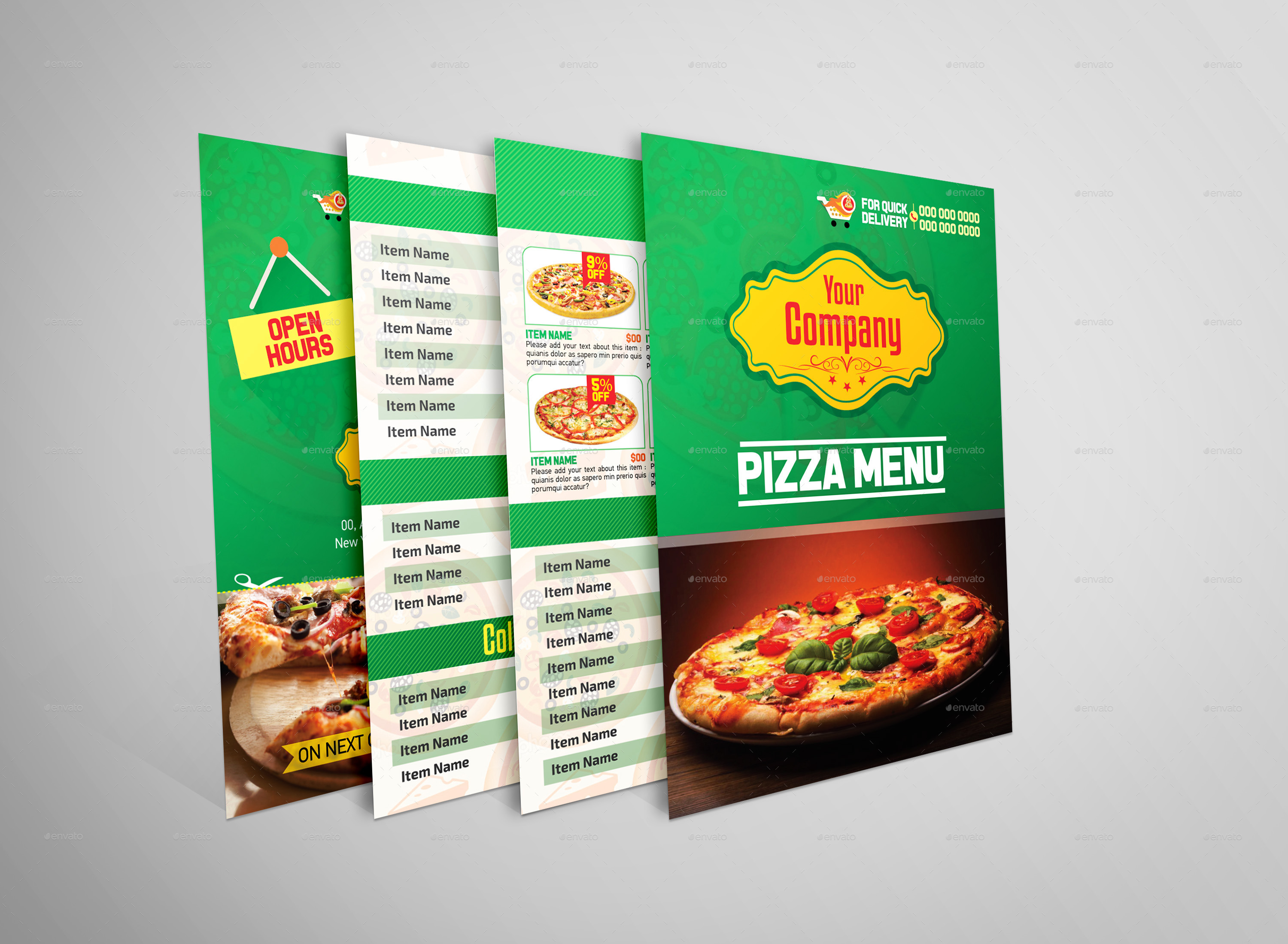 Bi-Fold Pizza Menu, Print Templates | GraphicRiver