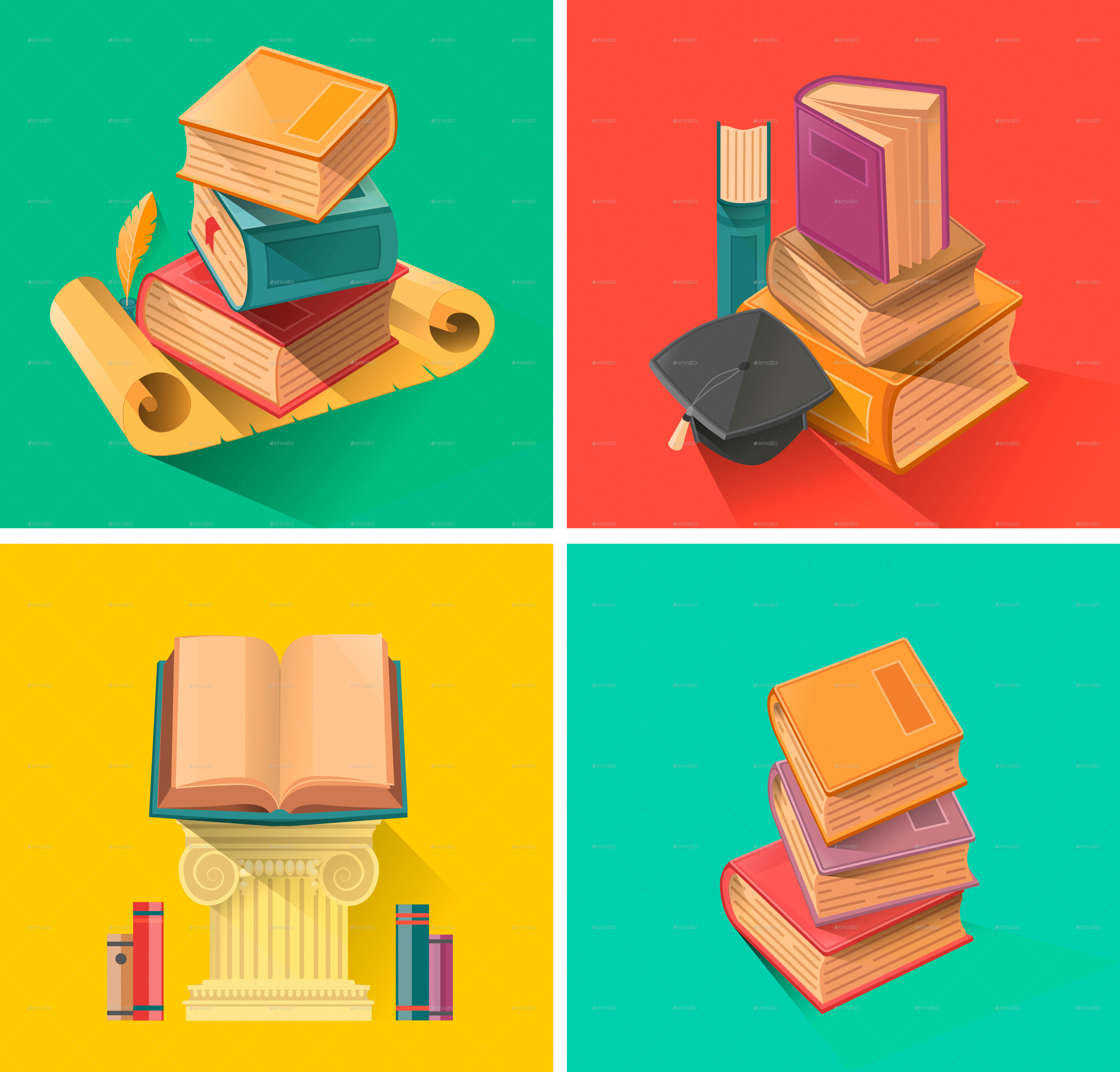 Set of Books , Vectors | GraphicRiver