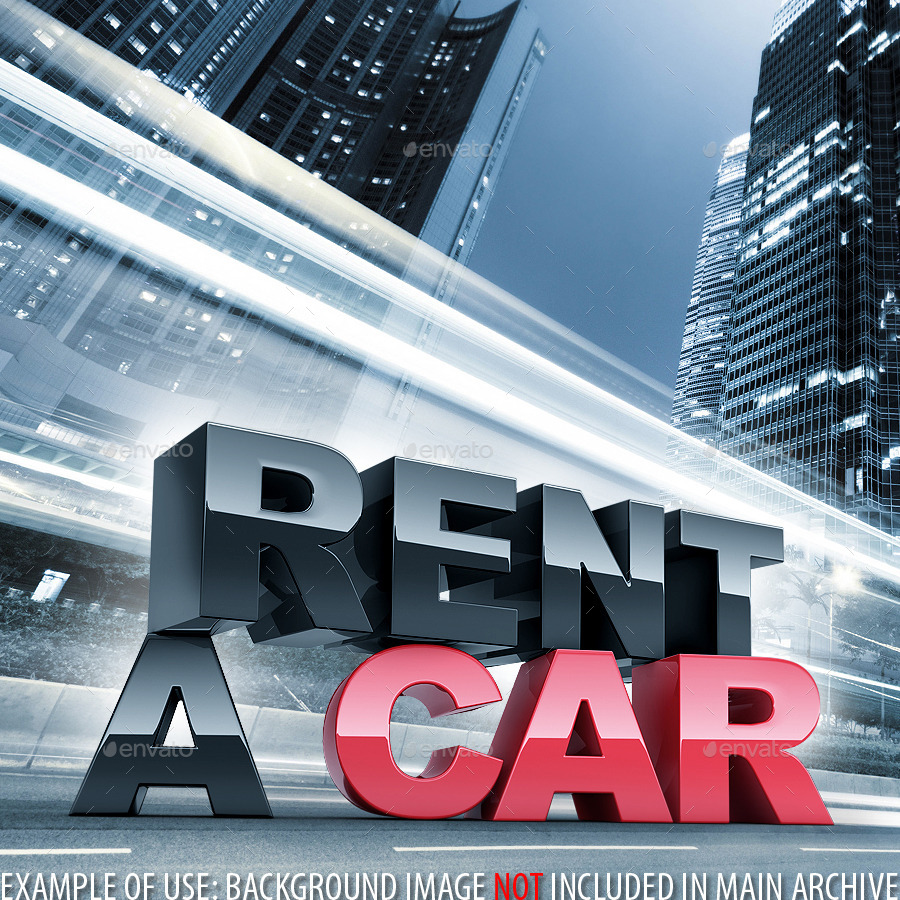 Rent A Car 3D Text, Graphics | GraphicRiver
