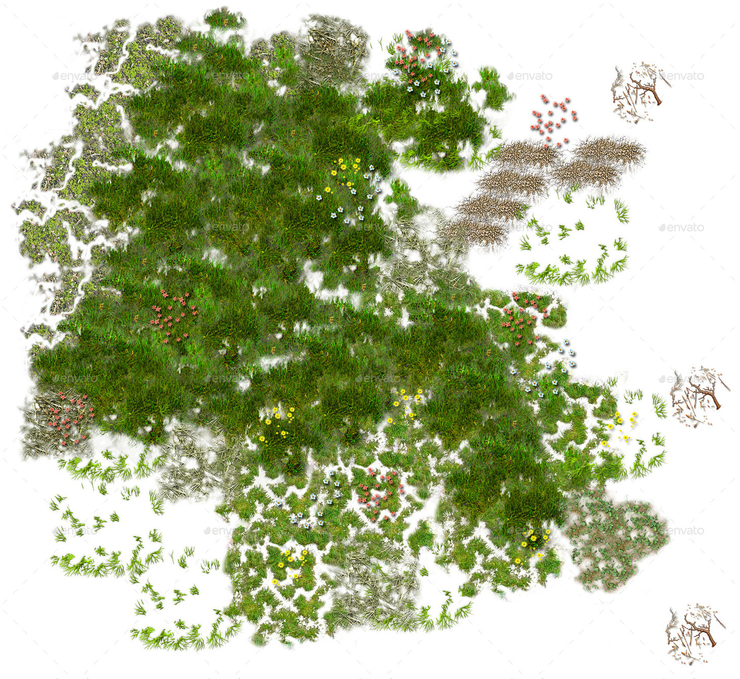 Jungle coast tile set and decals., Game Assets | GraphicRiver