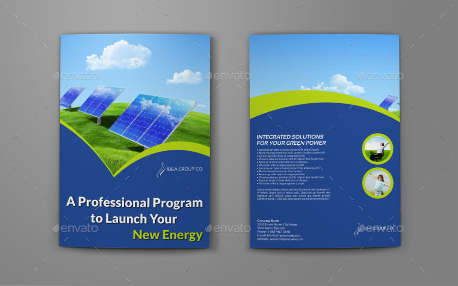 Green Energy Company Brochure Bi-Fold Template V.2, Print Templates