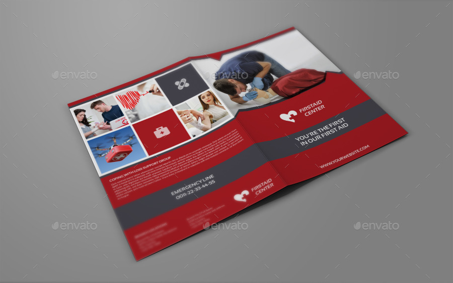 First Aid Brochure Bi-Fold Template, Print Templates | GraphicRiver