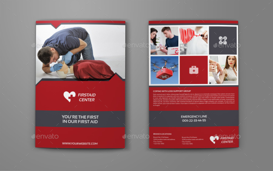 First Aid Brochure Bi-Fold Template, Print Templates | GraphicRiver