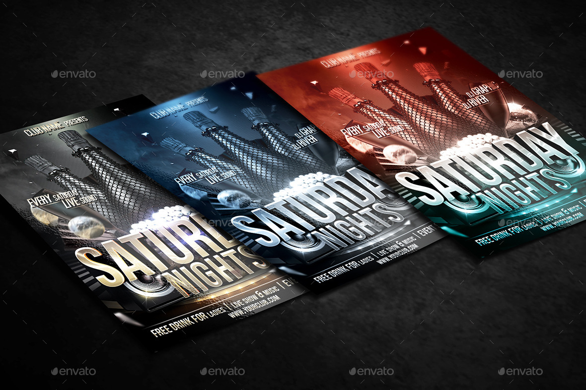 "Saturday Night" Flyer print template , Print Templates | GraphicRiver