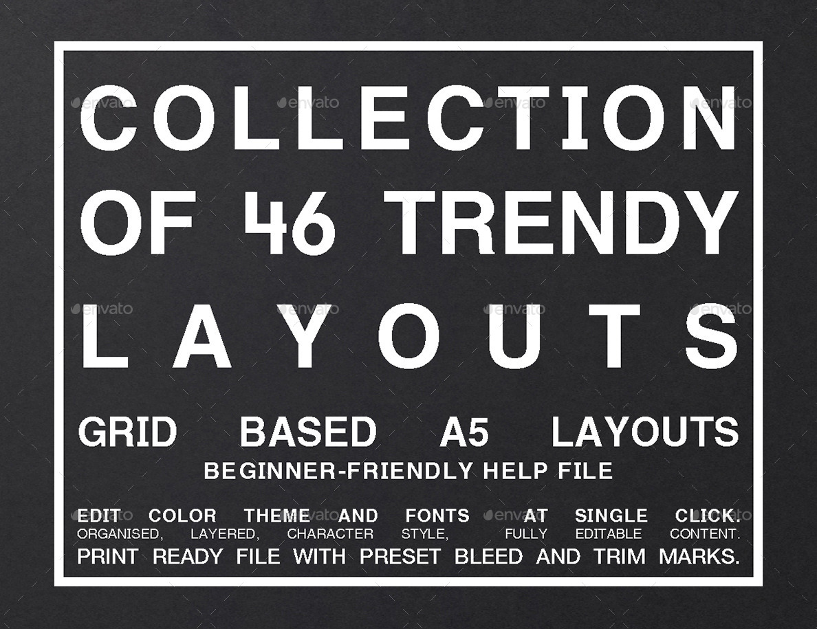 46 Essential Trendy Layout Set – Magazine / Brochure, Print Templates