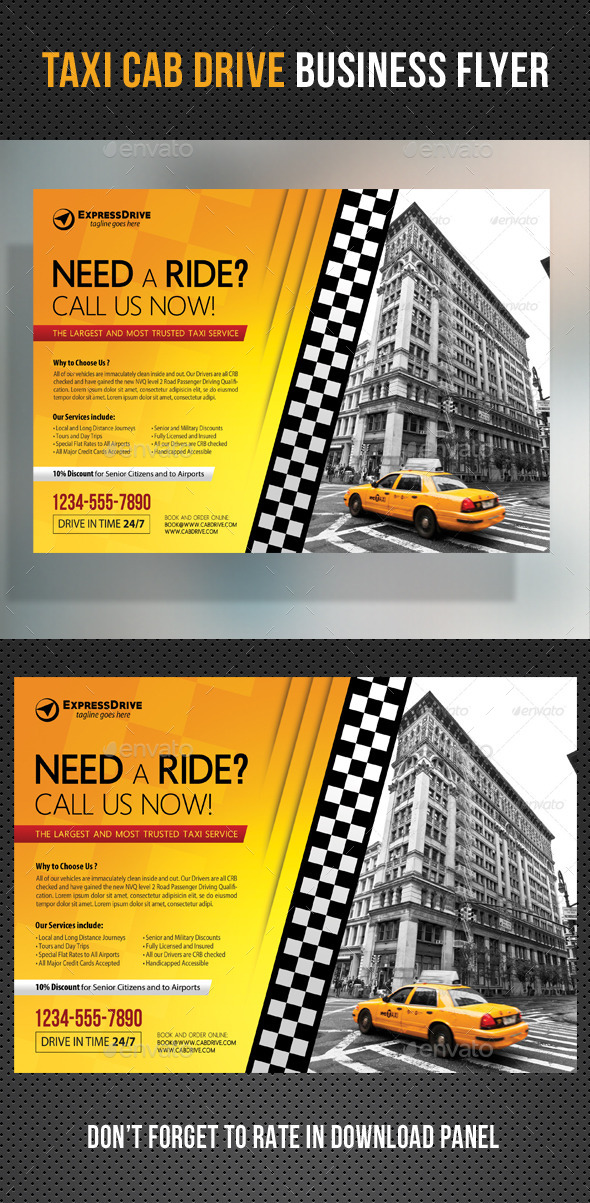 Taxi Cab Drive Business Flyer by rapidgraf | GraphicRiver