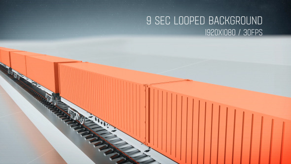 Freight Train with Containers Back View, Motion Graphics | VideoHive