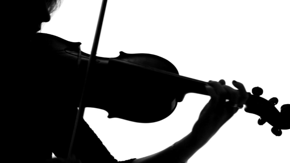 Silhouette Of Violinist Playing On Her, Stock Footage | VideoHive