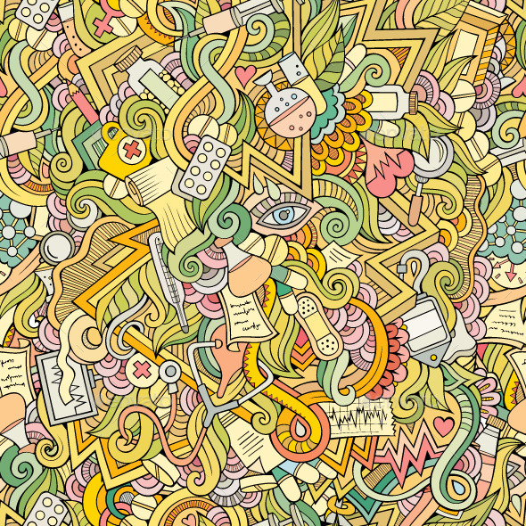 2 Medical and Health Doodles Seamless Patterns, Vectors | GraphicRiver