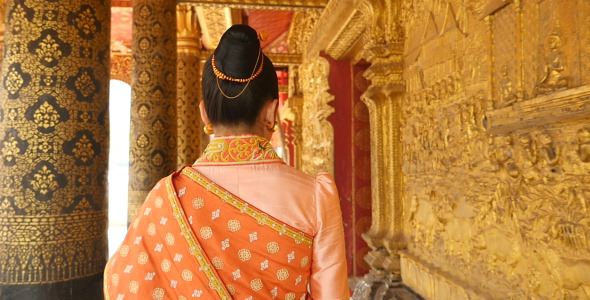Girl In Temple, Stock Footage | VideoHive