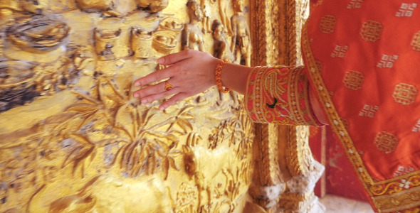 Woman Hand Touching Temple Wall , Stock Footage | VideoHive