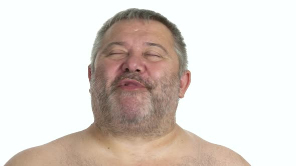 Fat Man Chewing Food Delightfully, Stock Footage | VideoHive