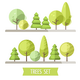 Set of Flat Trees and Pines, Vectors | GraphicRiver