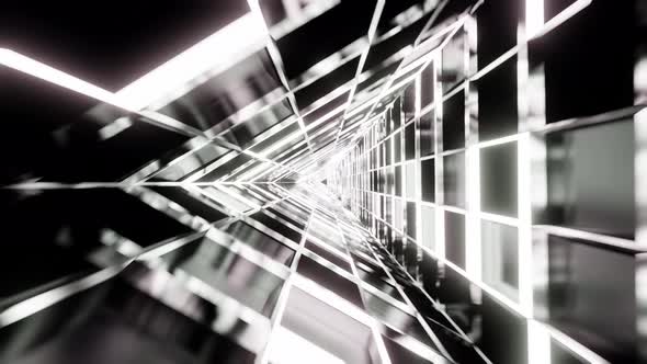 Silver Metalic Grey Triangles Vj Loop Tunnel Background 4K, Motion Graphics