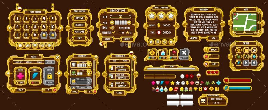 Steampunk Game GUI by pzUH | GraphicRiver