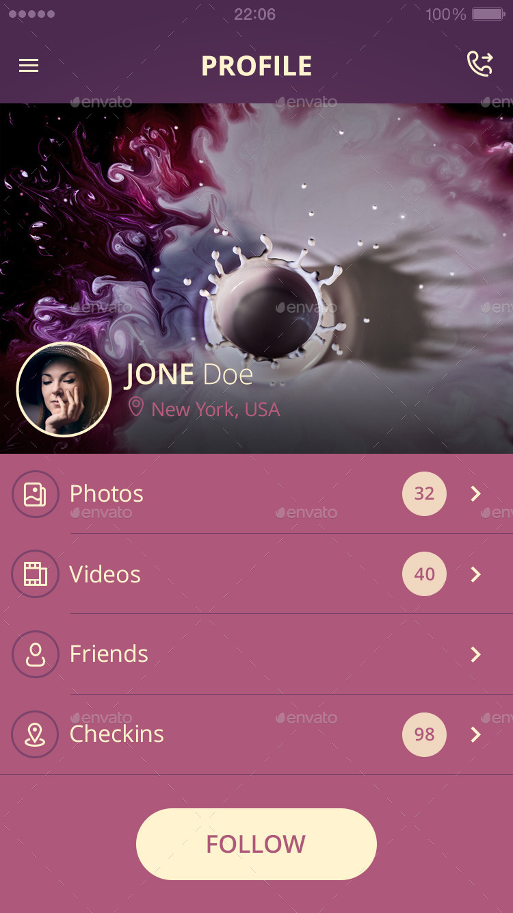 Profile / Mobile UI Kit, Web Elements | GraphicRiver