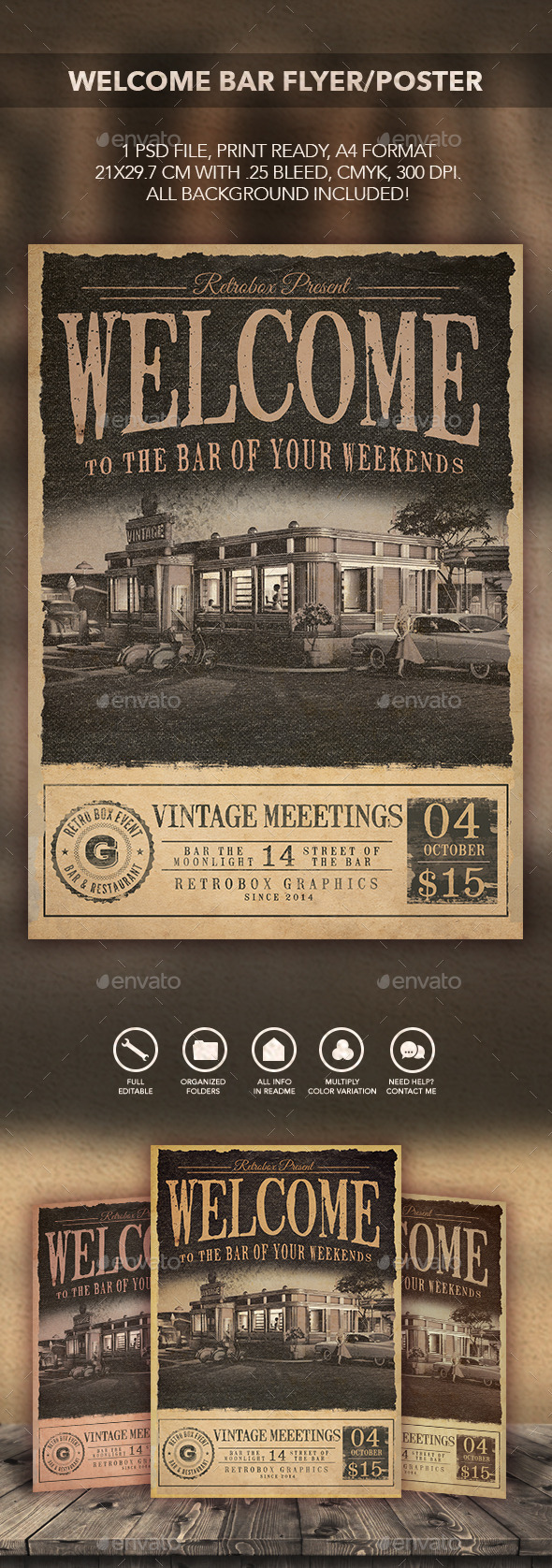 Welcome Bar Flyer/Poster by RetroBox | GraphicRiver