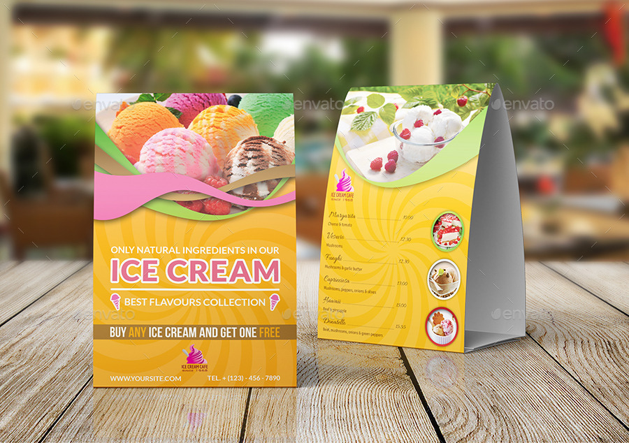 Ice Cream Table Tent Template, Print Templates | GraphicRiver