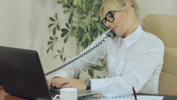Attractive Secretary Is Typing On The Keyboard And, Stock Footage ...