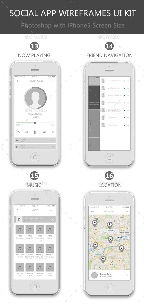 Social App Wireframes UI Kit, Web Elements | GraphicRiver