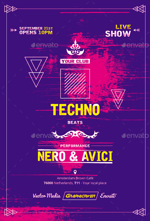 Techno - Flyer, Print Templates | GraphicRiver