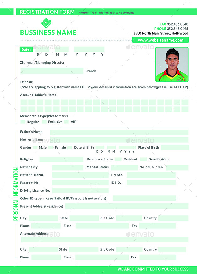 Registration Form V-02 , Print Templates | GraphicRiver