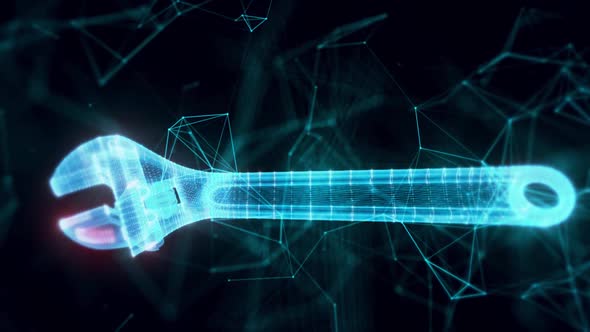 Adjustable Spanner Wrench Hologram Close Up Hd, Motion Graphics | VideoHive