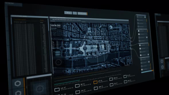 Computer Screen With Interface of Spy Program, Technology. Satellite ...