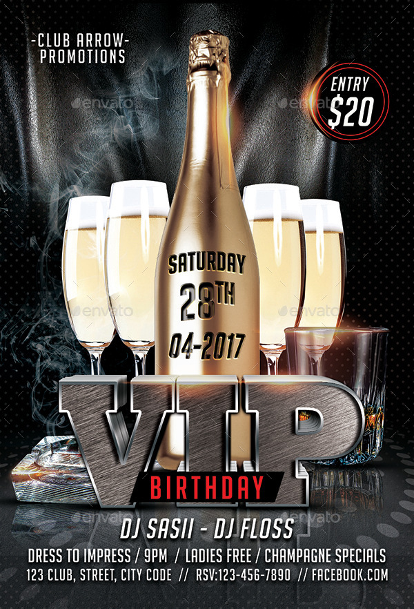 VIP Birthday/ Lounge Flyer, Print Templates | GraphicRiver