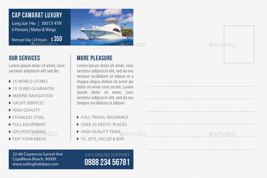 3 in 1 Boat Sailing Postcard Template Bundle 01, Print Templates ...