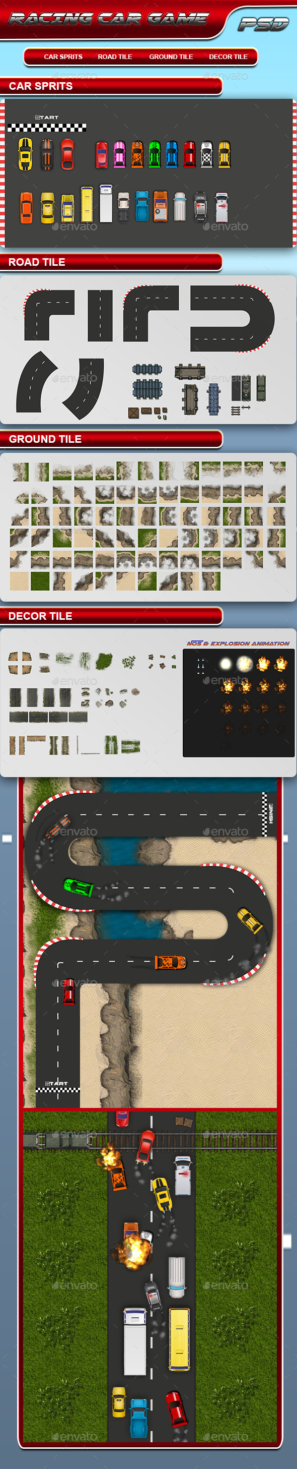 Top Down Car Racing Game Tile by Awns | GraphicRiver