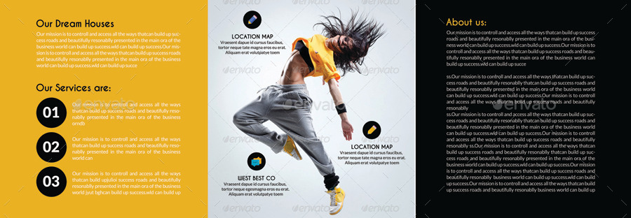 Dance Studio Square Trifold Template by designhub719 | GraphicRiver