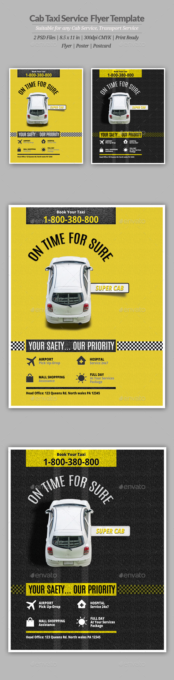 Cab Taxi Service Flyer or Poster by Geon | GraphicRiver