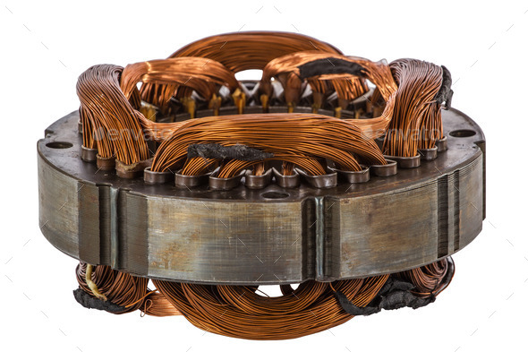 Stator of the electric motor, isolated on white background Stock Photo ...